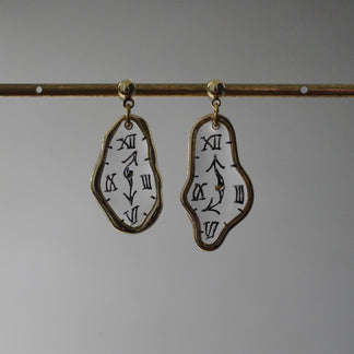 Melting Dali Clock Earrings |Hand-painted Gold and Silver Dali's Soft ...