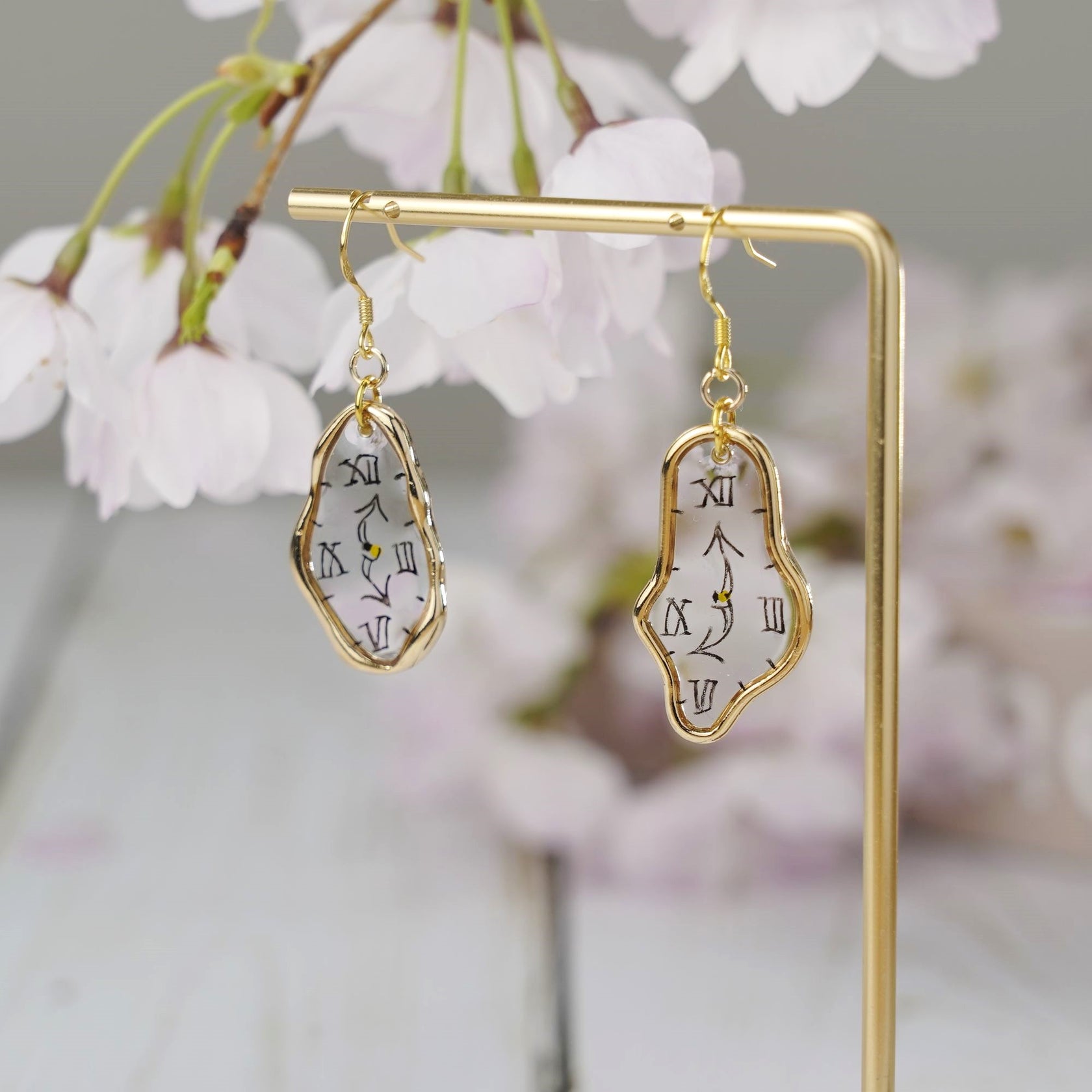Melting Dali Clock Earrings |Hand-painted Gold and Silver Dali's Soft ...